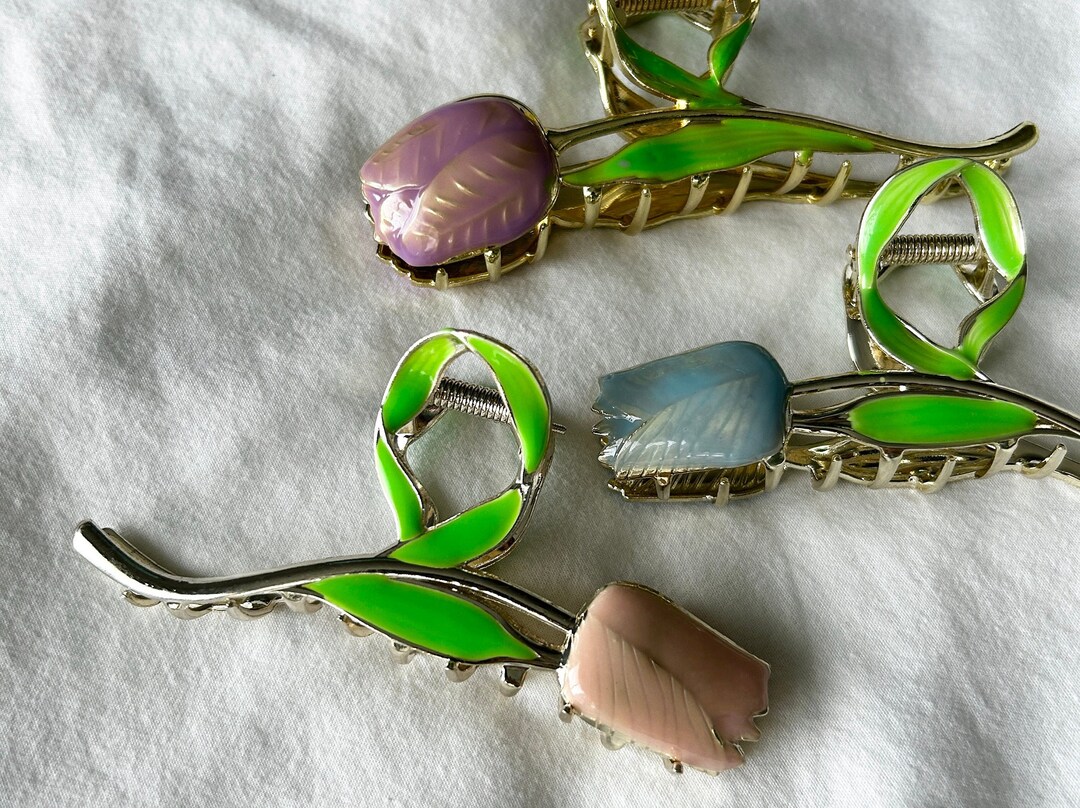 Tulip Claw Flower Enameled Hair Claw Clip Unique Hair Clip Unique Gift ...
