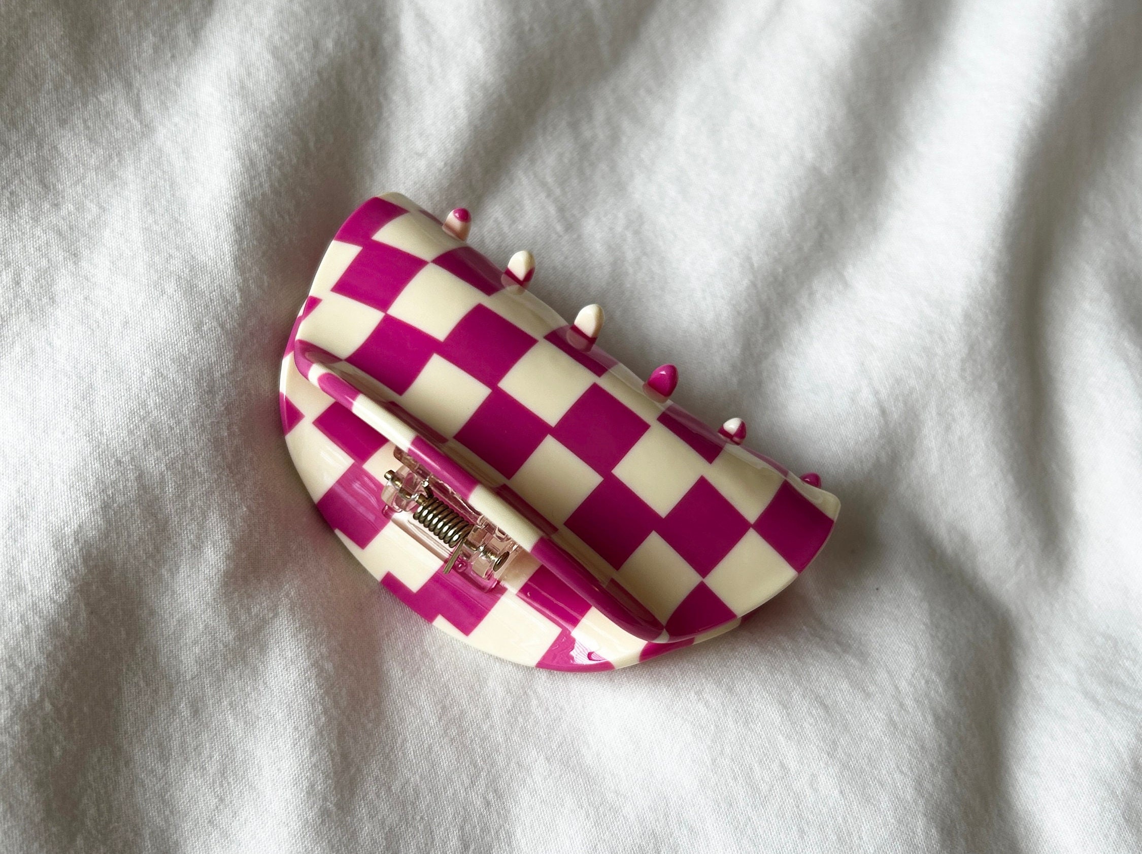 7 Colors Checkerboard Oval Hair Claw Clip, Sturdy Hair Clip - Etsy