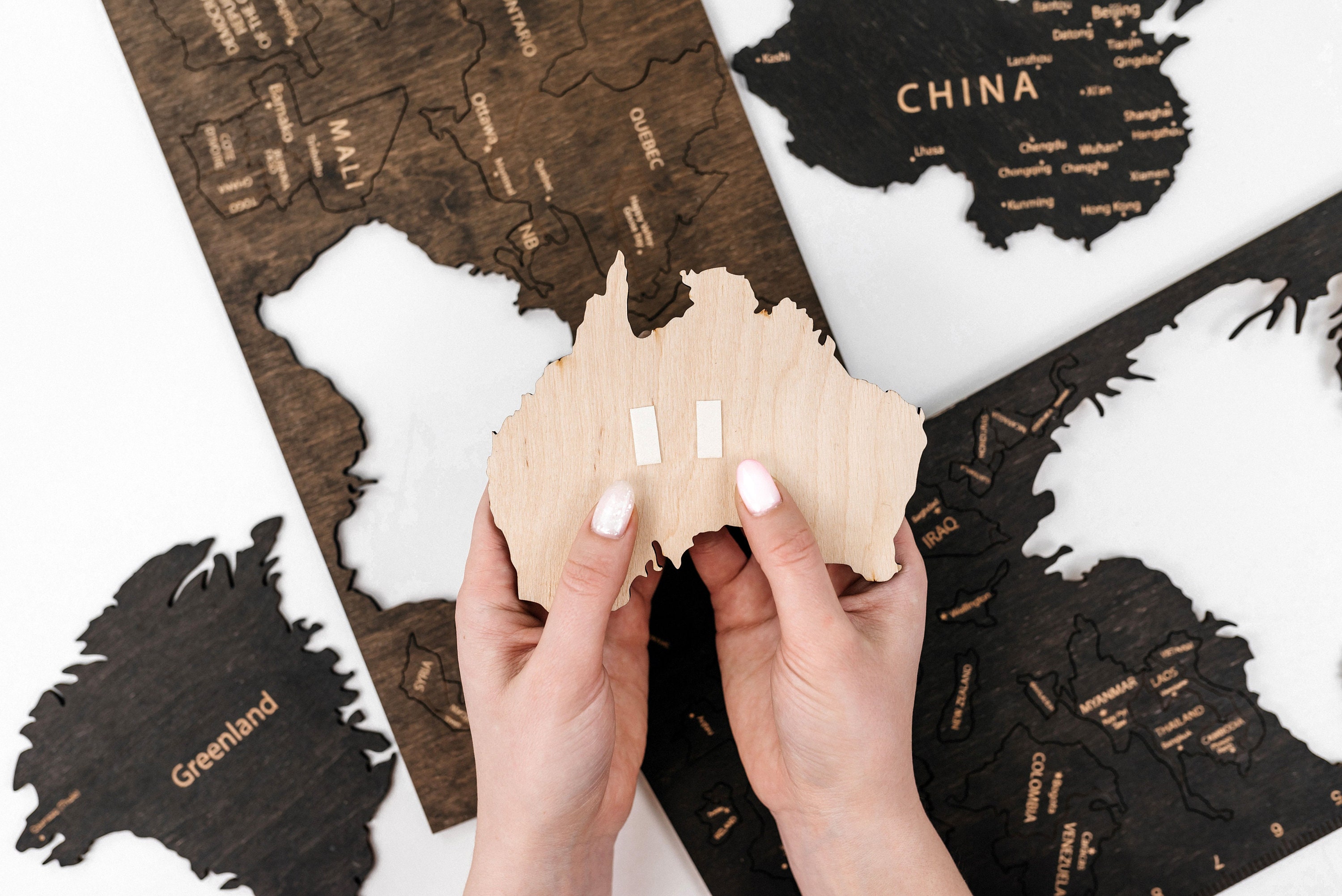 Natural 3D Wood World Map, Wood Map for Wall, Wooden Wall Map, Large ...