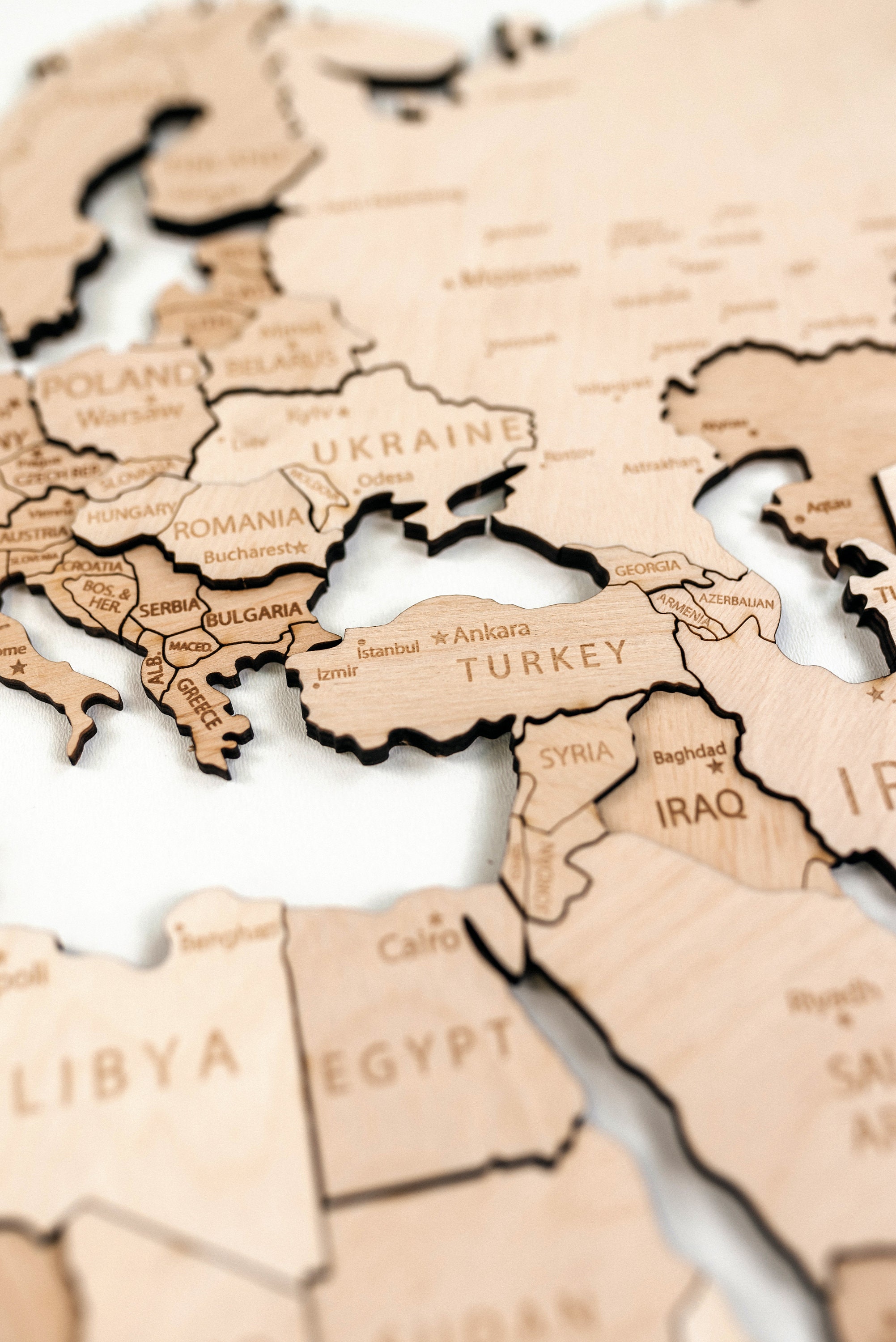 Natural 3D Wood World Map, Wood Map for Wall, Wooden Wall Map, Large ...