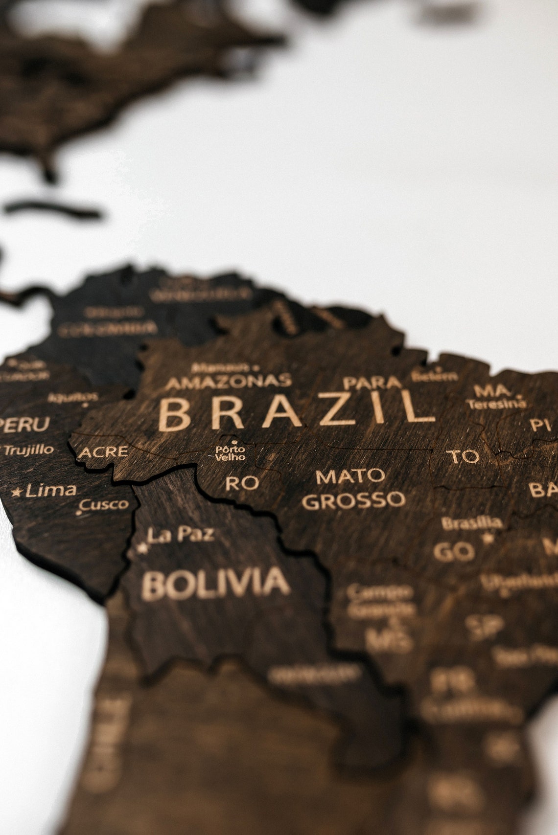 Natural 3D Wood World Map Wood Map for Wall Wooden Wall Map - Etsy Canada