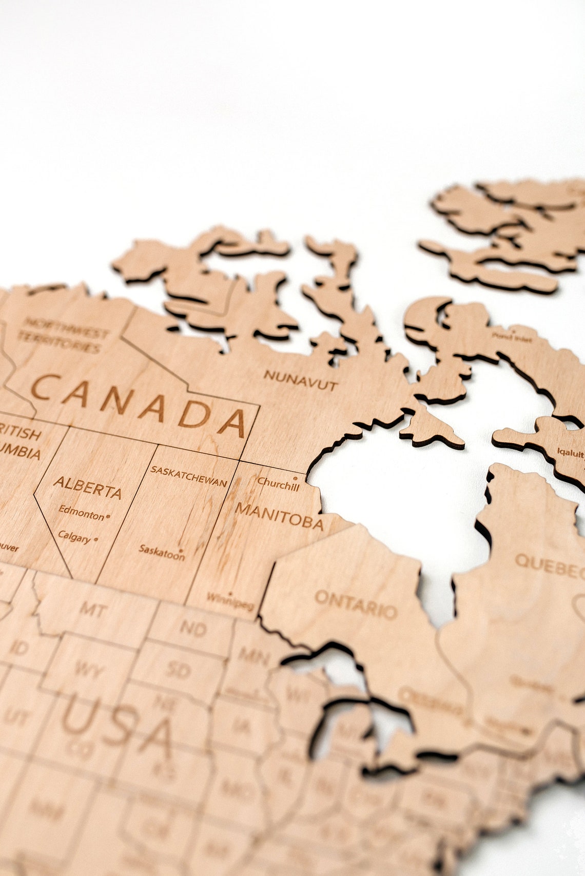 Natural 3D Wood World Map, Wood Map for Wall, Wooden Wall Map, Large ...