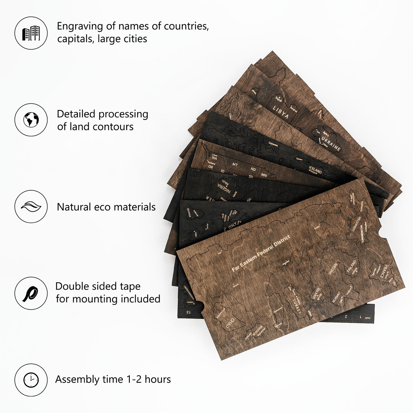 Natural 3D Wood World Map Wood Map for Wall Wooden Wall Map - Etsy Canada