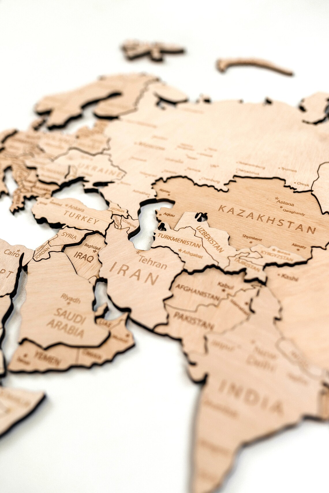 Natural 3D Wood World Map, Wood Map for Wall, Wooden Wall Map, Large ...