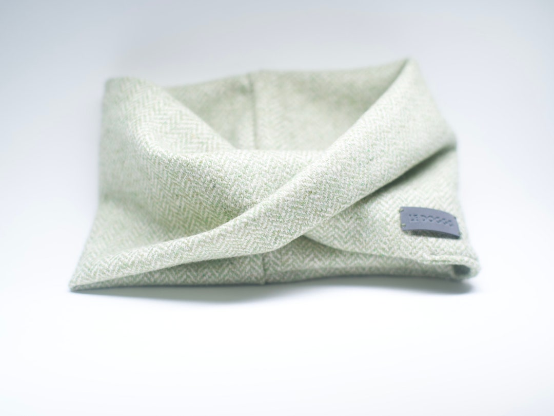 Light Green Herringbone Dog Infinity Scarf: Soft Wool Blend Neckwear - Etsy