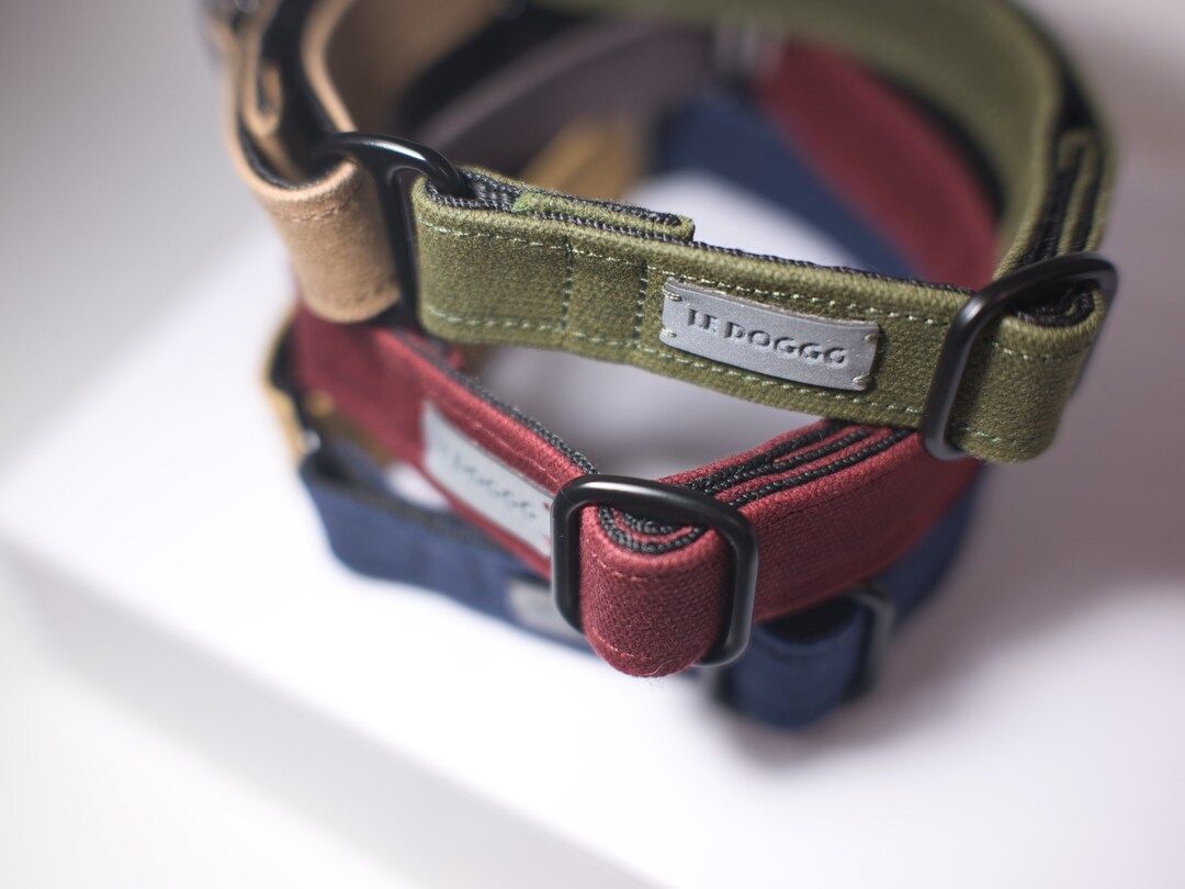 Waxed Canvas Waterproof Martingale Dog Collars, Adjustable Limited Slip ...
