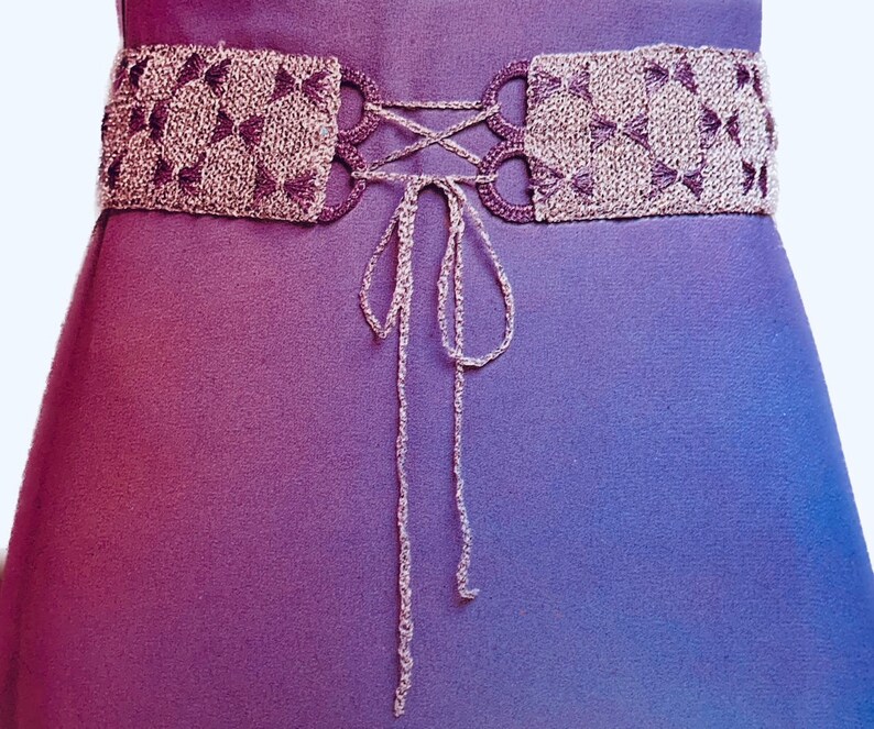 Vintage 60s/70s Knit Belt Hippie, Medieval Revival Knit Belt With Bows ...