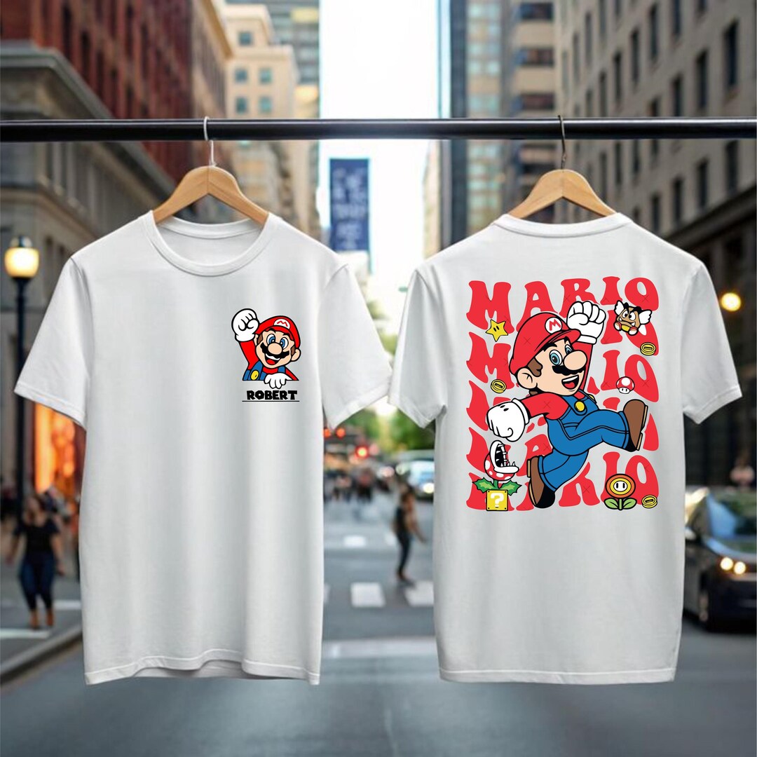 Personalized Super Mario Front and Back Print Shirt, Mario Tee, Mario ...