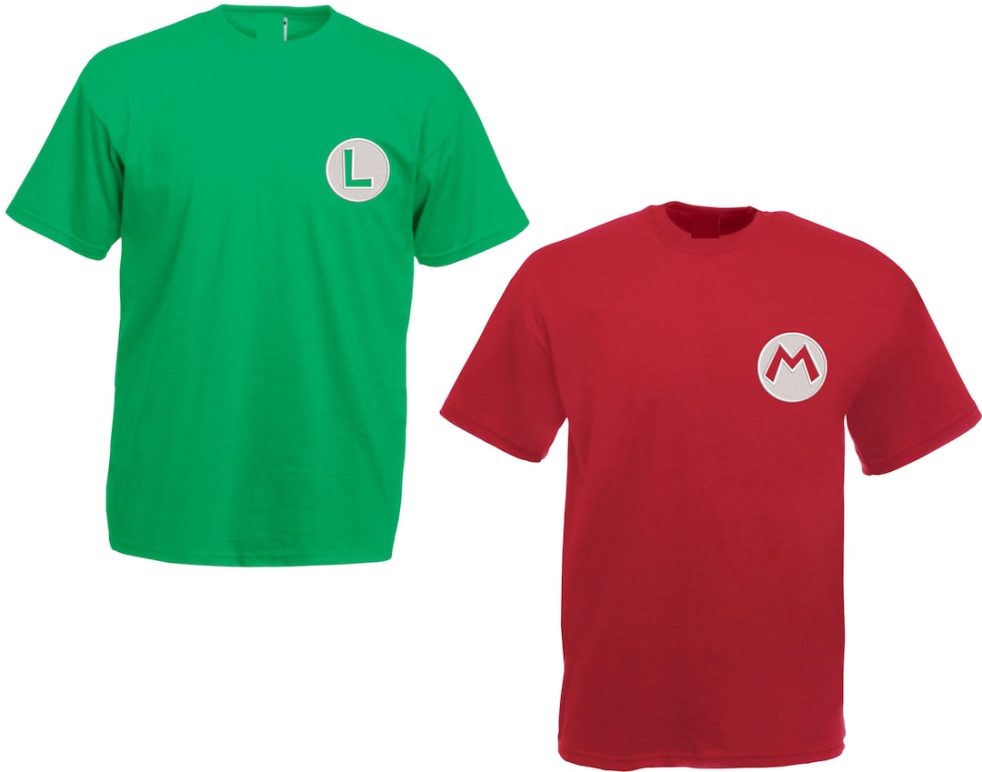 Embroidered Lest Chest MARIO and LUIGI T-shirt Gaming Luigi Mario Shirt ...