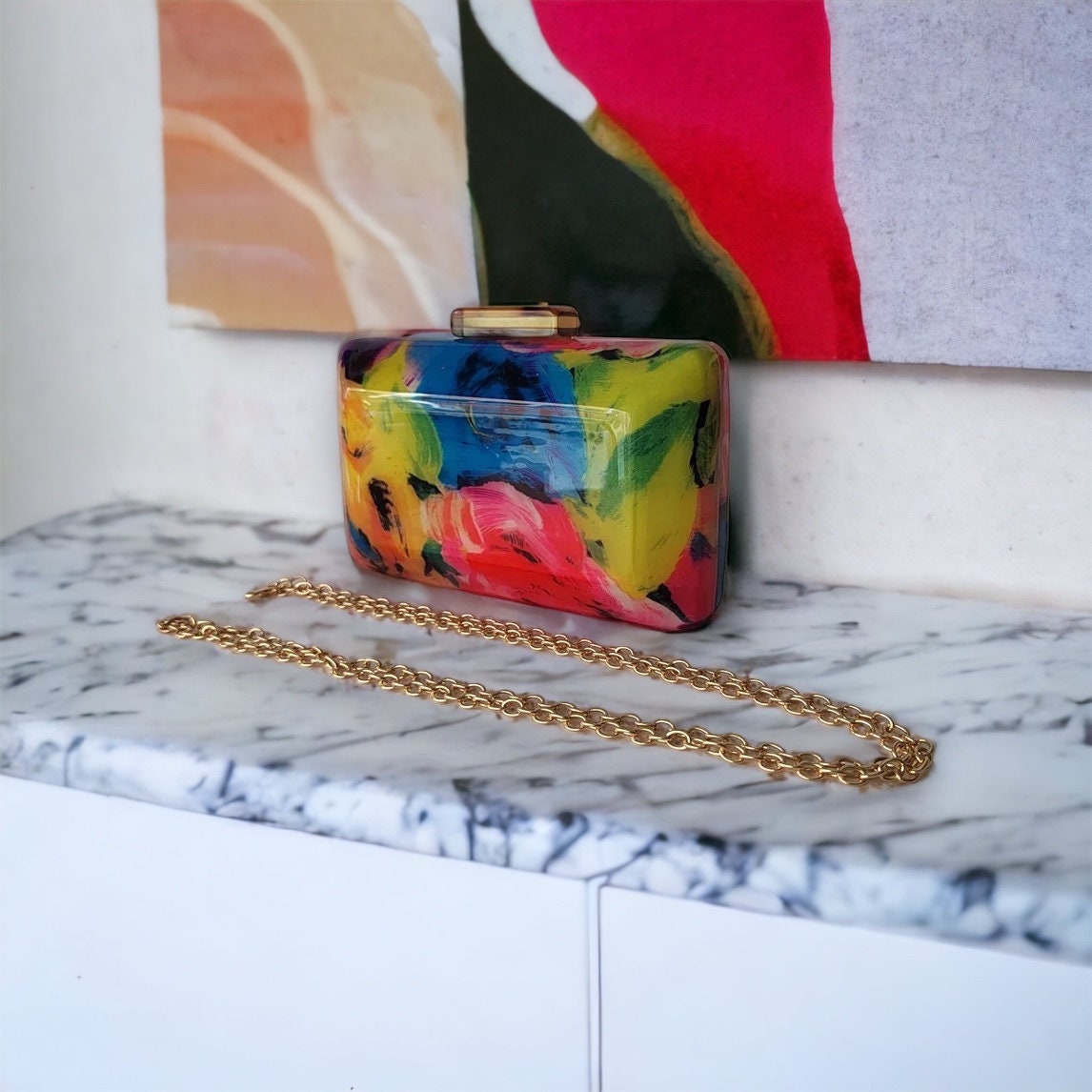 Rainbow Acrylic Clutch Bag Colorful Luxury Clutch Party Clutch Evening ...