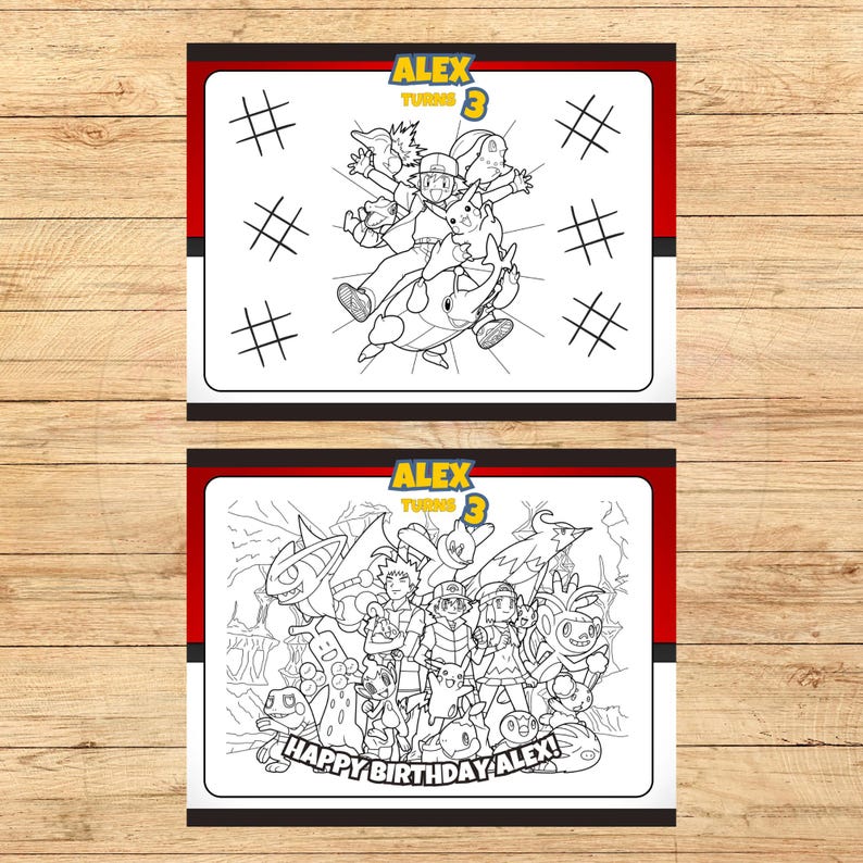 Pokemon Birthday Coloring Pages: Printable Party Activity (digital File ...
