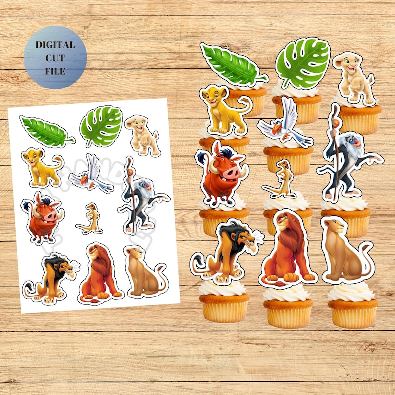 Lion King Cupcake Topper DIGITAL DOWNLOAD, Kids Cupcake Toppers Sticker ...