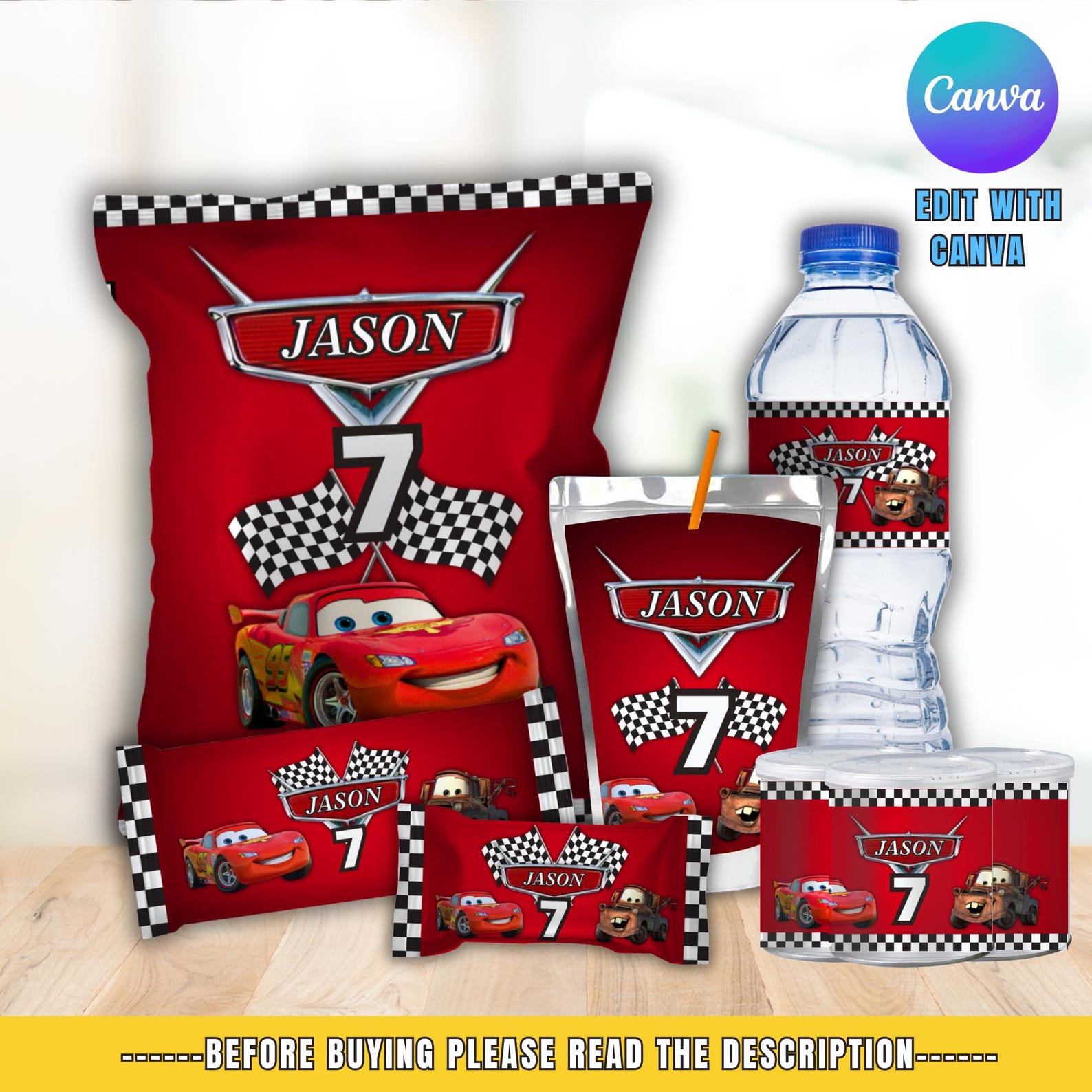 Cars Themed Party Package - Printable Party Bundle- Personalized ...