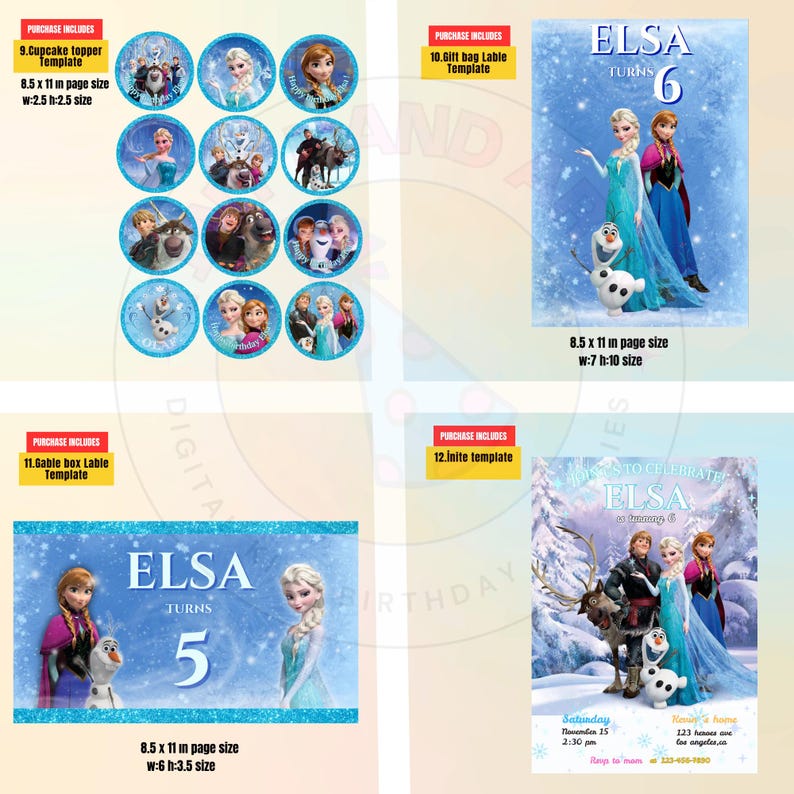 Frozen Birthday Party Bundle: Editable Favor Kit, Canva Templates ...