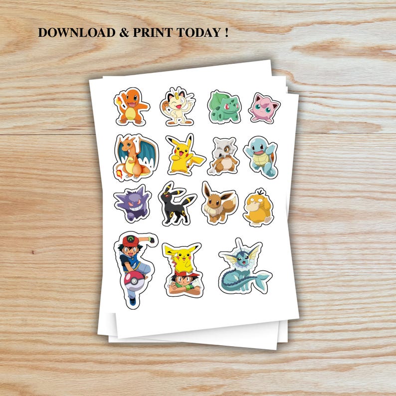 Pokemon Cupcake Toppers: Printable Toppers (digital Download) - Etsy