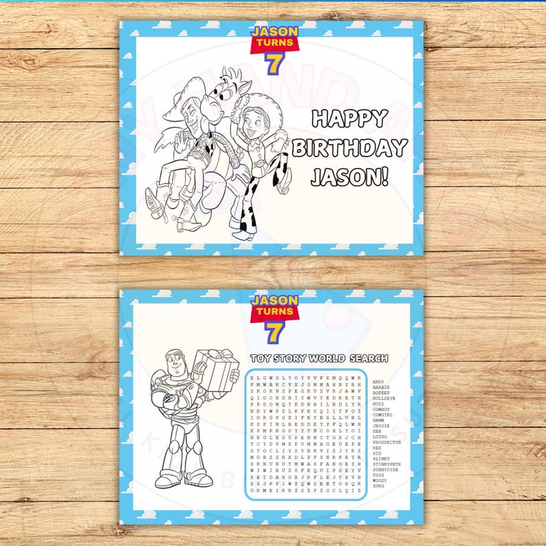 Toy Story Birthday Coloring Pages: Printable Party Activity (digital ...