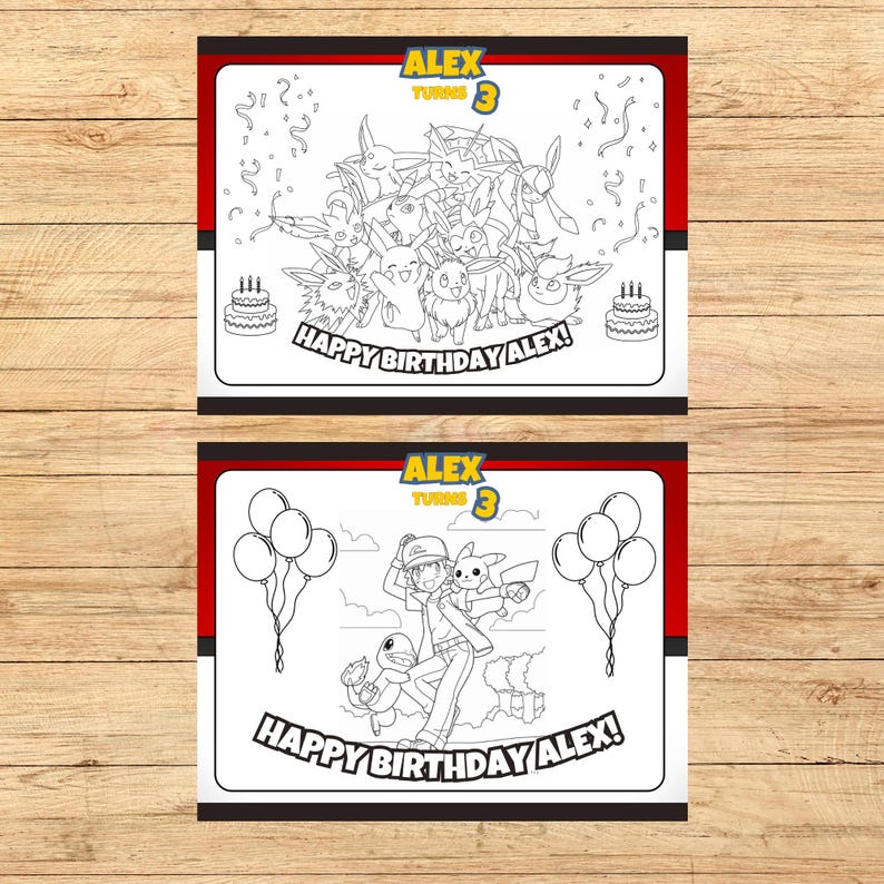 Pokemon Birthday Coloring Pages: Printable Party Activity (digital File ...