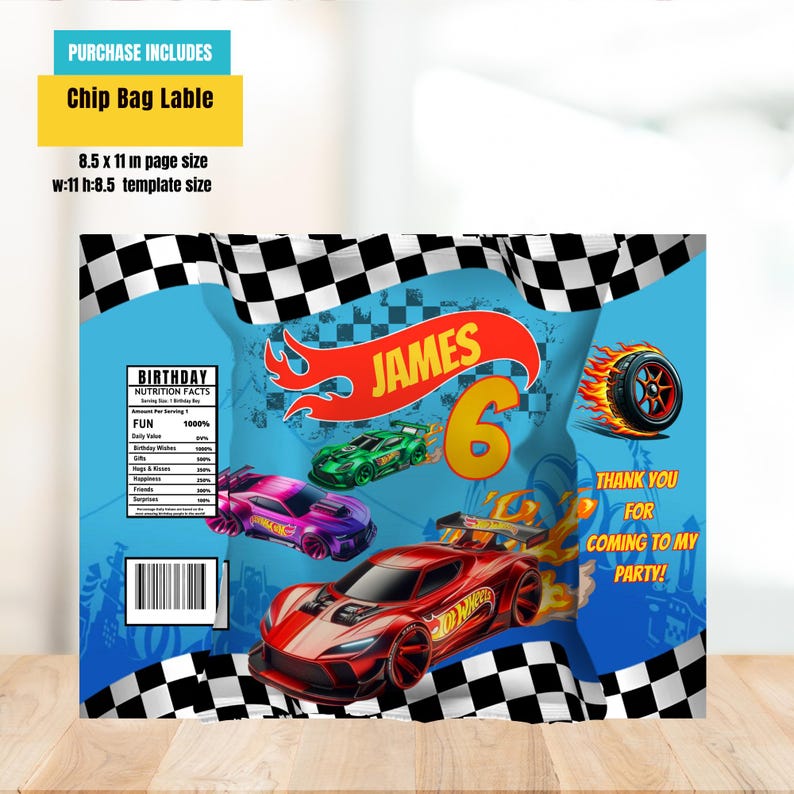Race Cars Birthday Party Bundle: Editable Favor Kit, Canva Templates ...