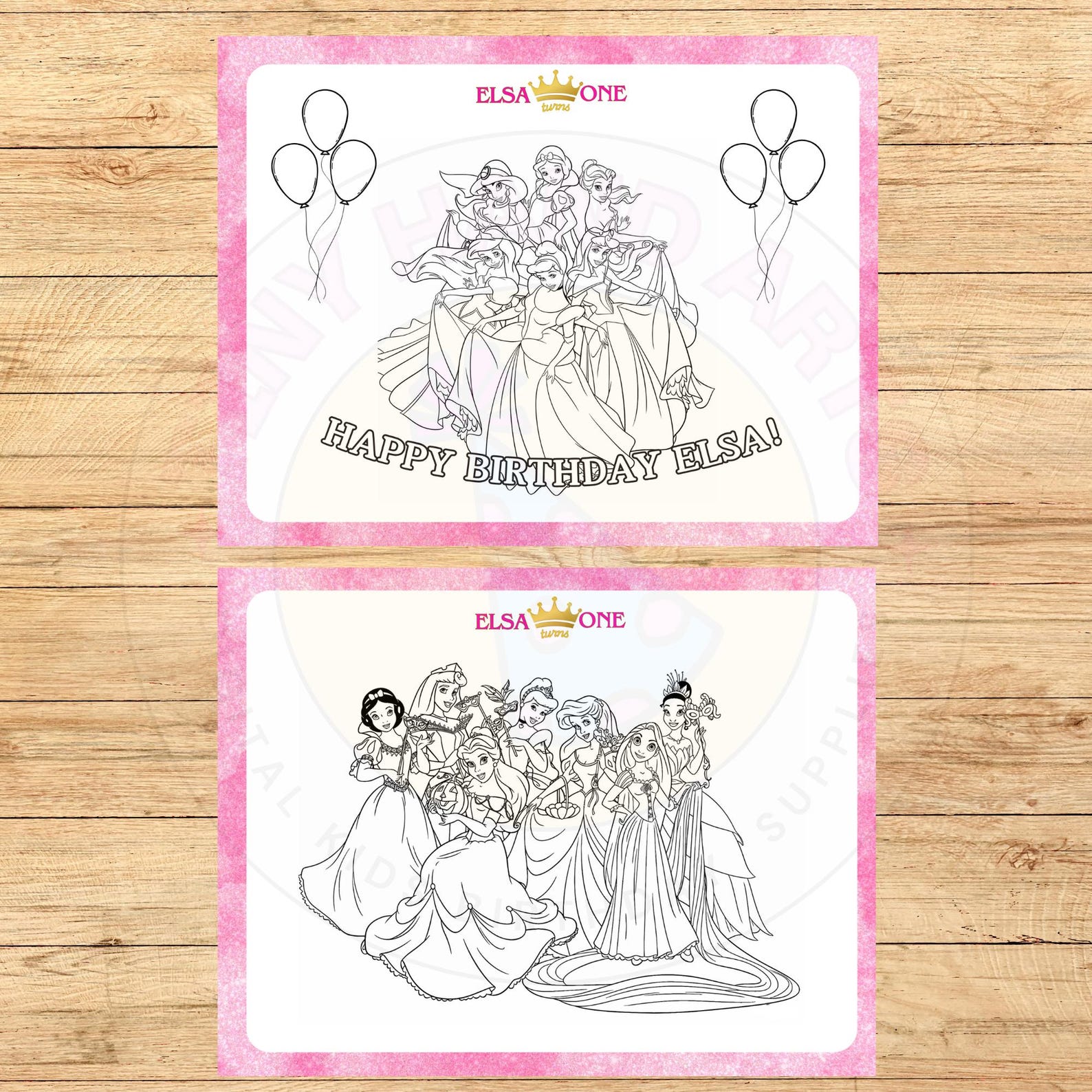 10 Personalized Princess Coloring Pages, Princess Birthday, Princess ...
