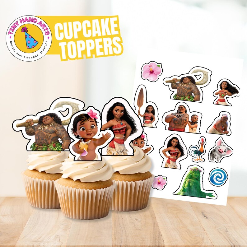 Moana Cupcake Toppers: Printable Toppers (digital Download) - Etsy