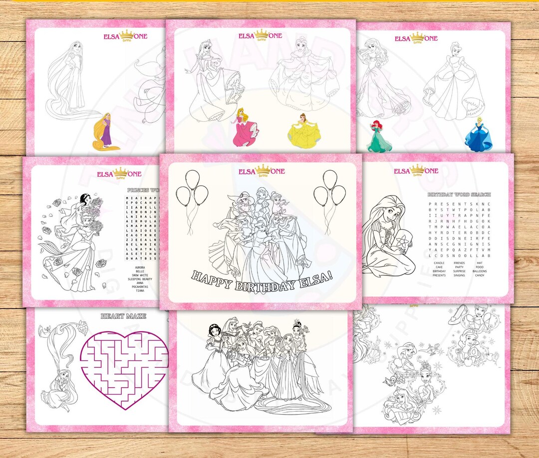 10 Personalized Princess Coloring Pages, Princess Birthday, Princess ...