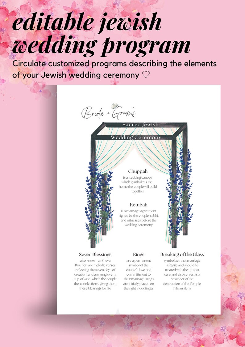Jewish Wedding Ceremony Program - Etsy