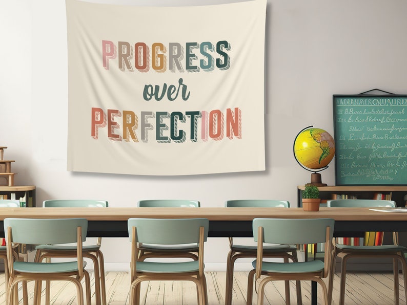 BOHO Classroom Decor Progress Over Perfection Teacher Decor Classroom ...
