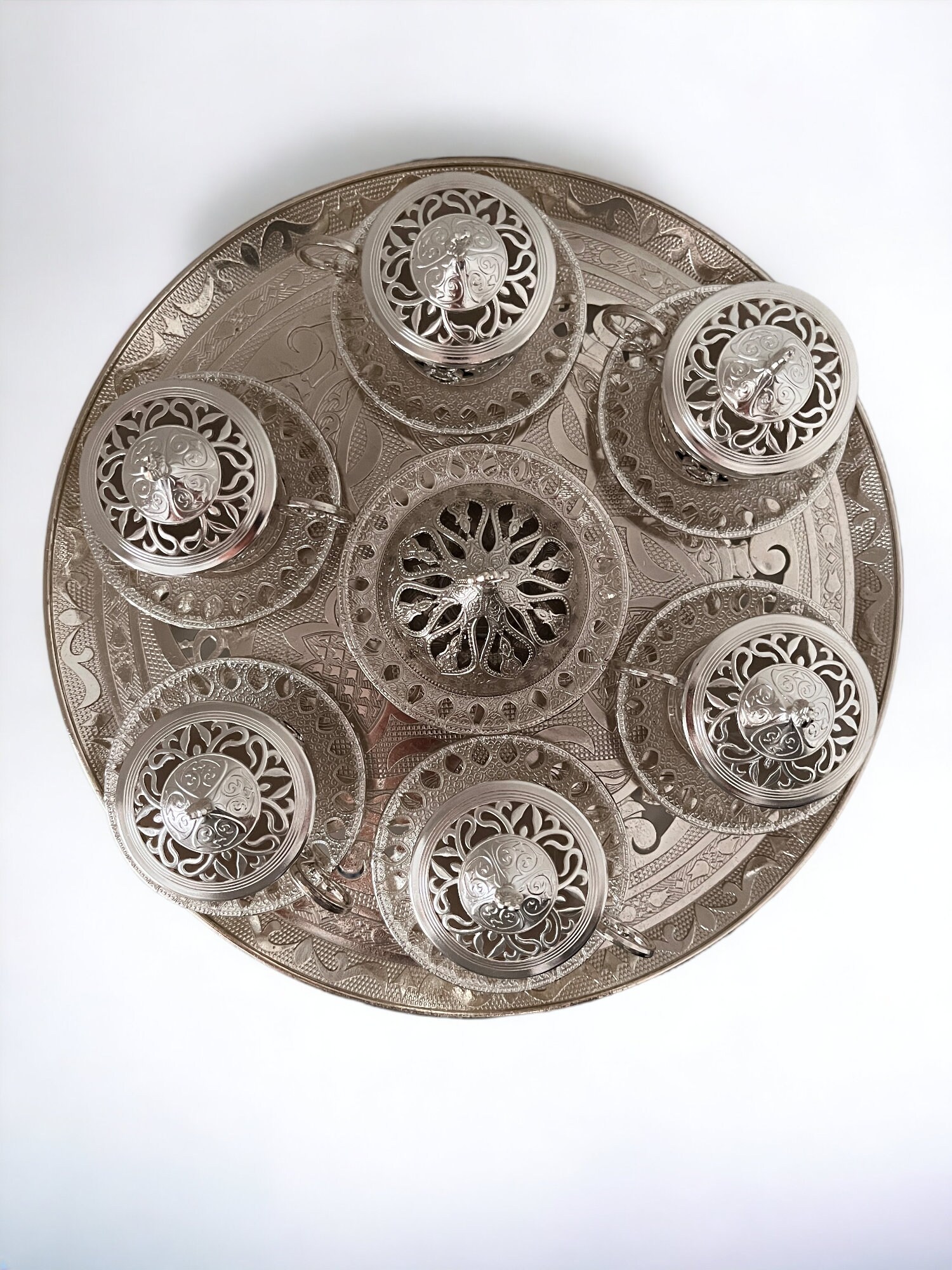 Turkish Coffee Cup Set, Silver Handmade Coffee Set, Silver Gift Set ...