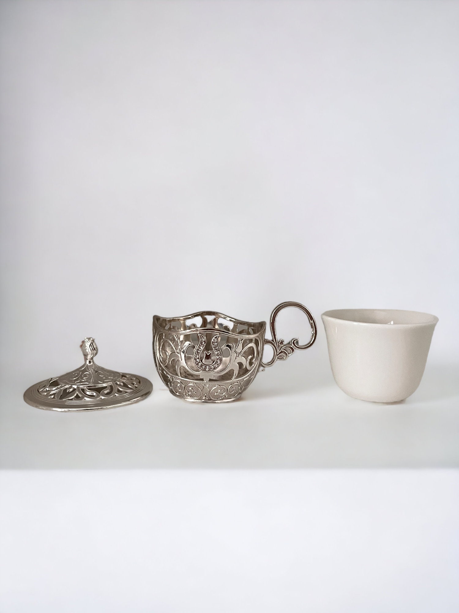 Turkish Coffee Cup Set, Silver Handmade Coffee Set, Silver Gift Set ...