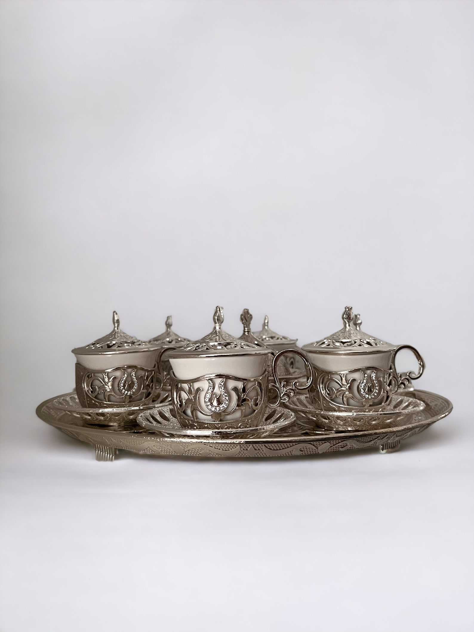 Turkish Coffee Cup Set, Silver Handmade Coffee Set, Silver Gift Set ...