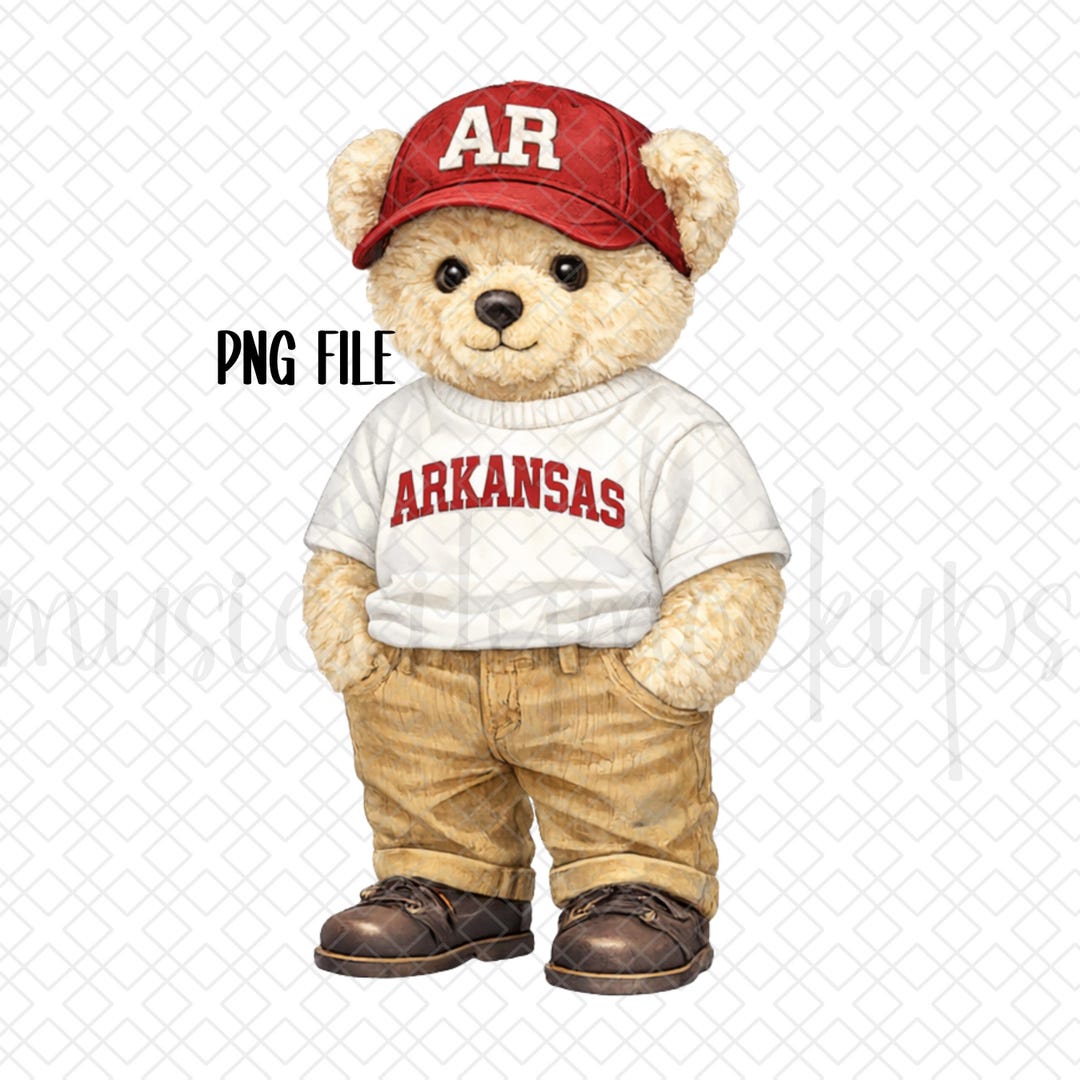 Arkansas Teddy Bear PNG, Retro Preppy AR Mascot Digital Download - Etsy