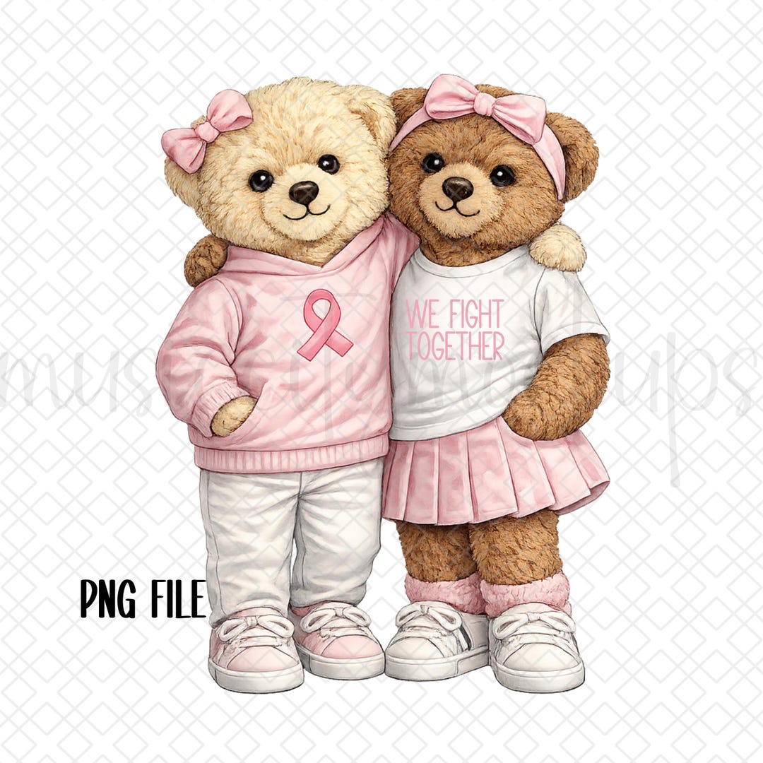 Breast Cancer Awareness Teddy Bears PNG, Pink Ribbon Digital File, We ...