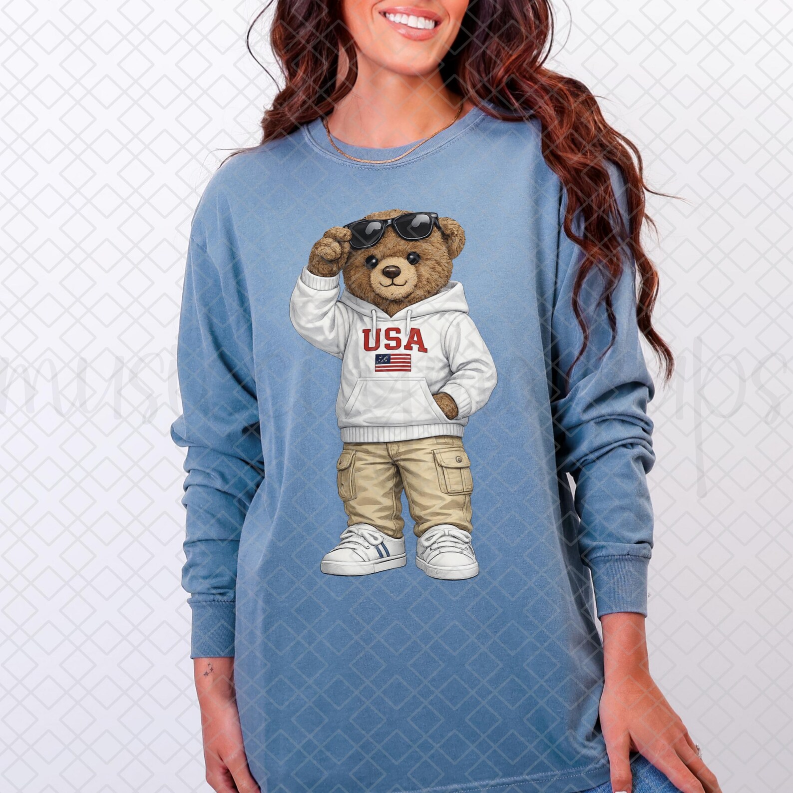 USA Teddy Bear PNG, Patriotic American Brown Bear Digital Download ...