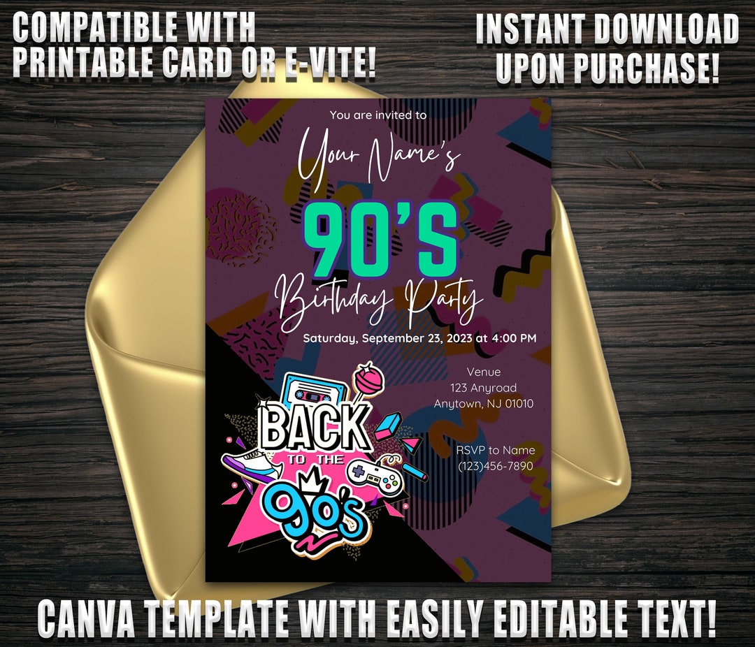 90's Inspired Birthday Party Decades Themed Customizable Party - Etsy