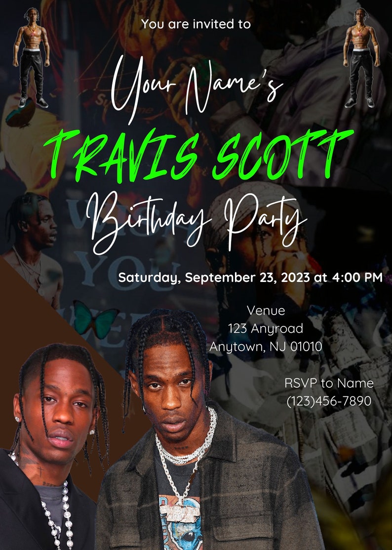 Editable Travis Scott Birthday Party Digital Text Invitation Instant ...