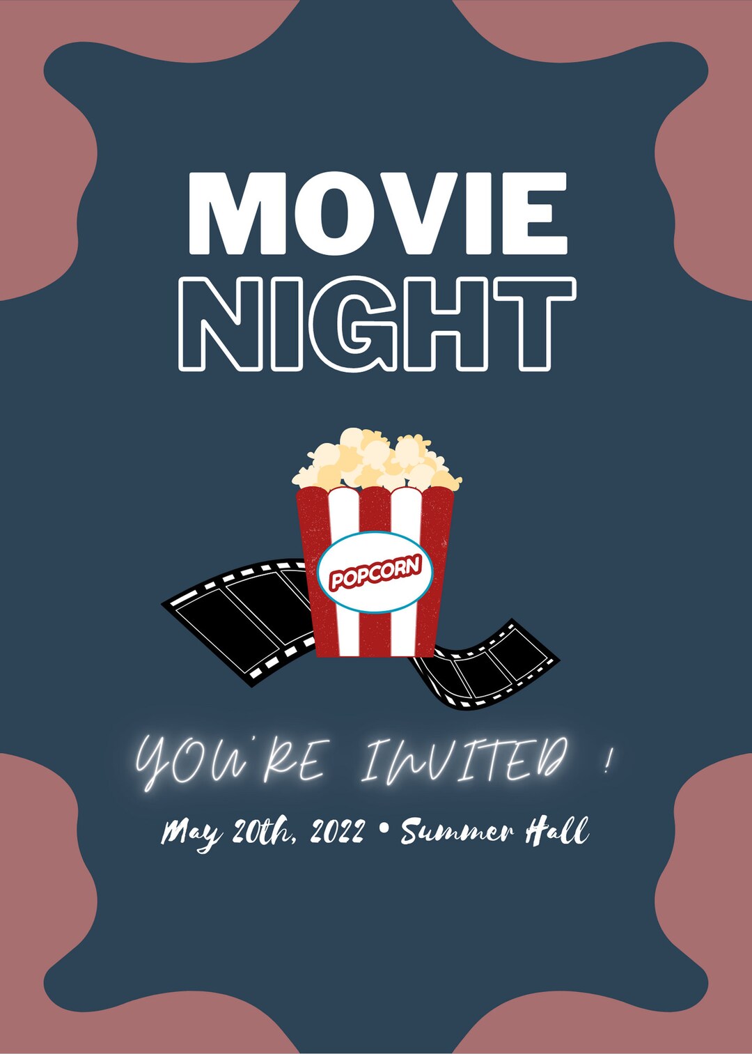 Invitation Card, Movie Night - Etsy