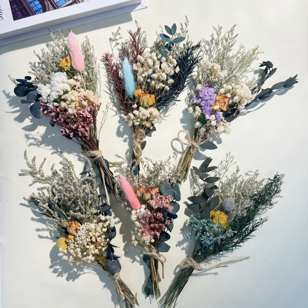 Boho Dried Flower Mini Bouquet: Rustic Wedding Decor - Etsy