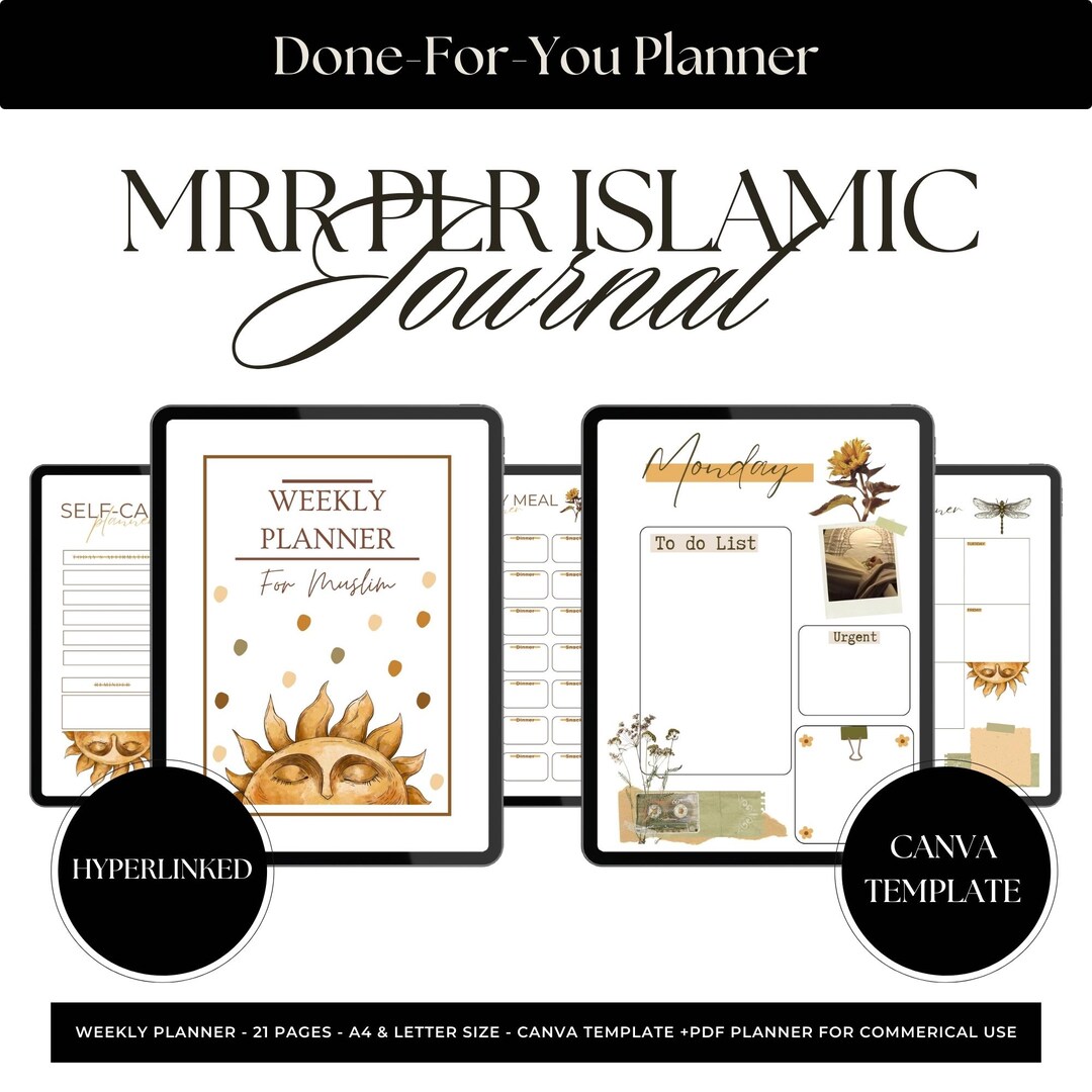 PLR MRR Islamic Journal | Muslim Planner for Commerical Use | Canva ...