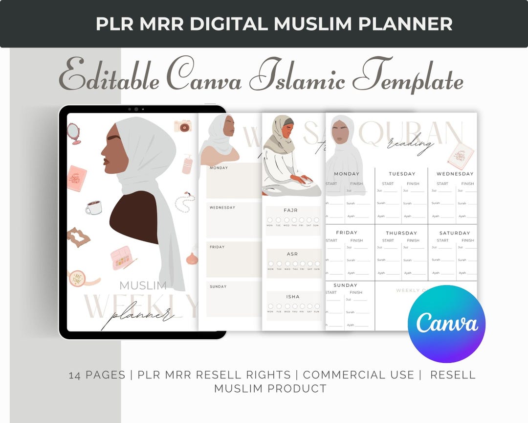 Islamic Planner Canva Template | Muslim Planner for Resell (PDF) - Etsy