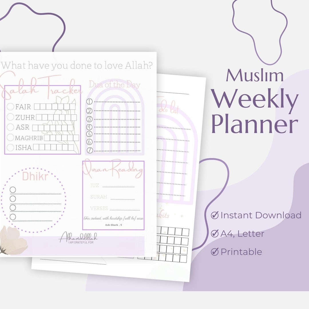Weekly Muslim Planner Weekly Planner for Muslim Weekly Islamic Planner ...