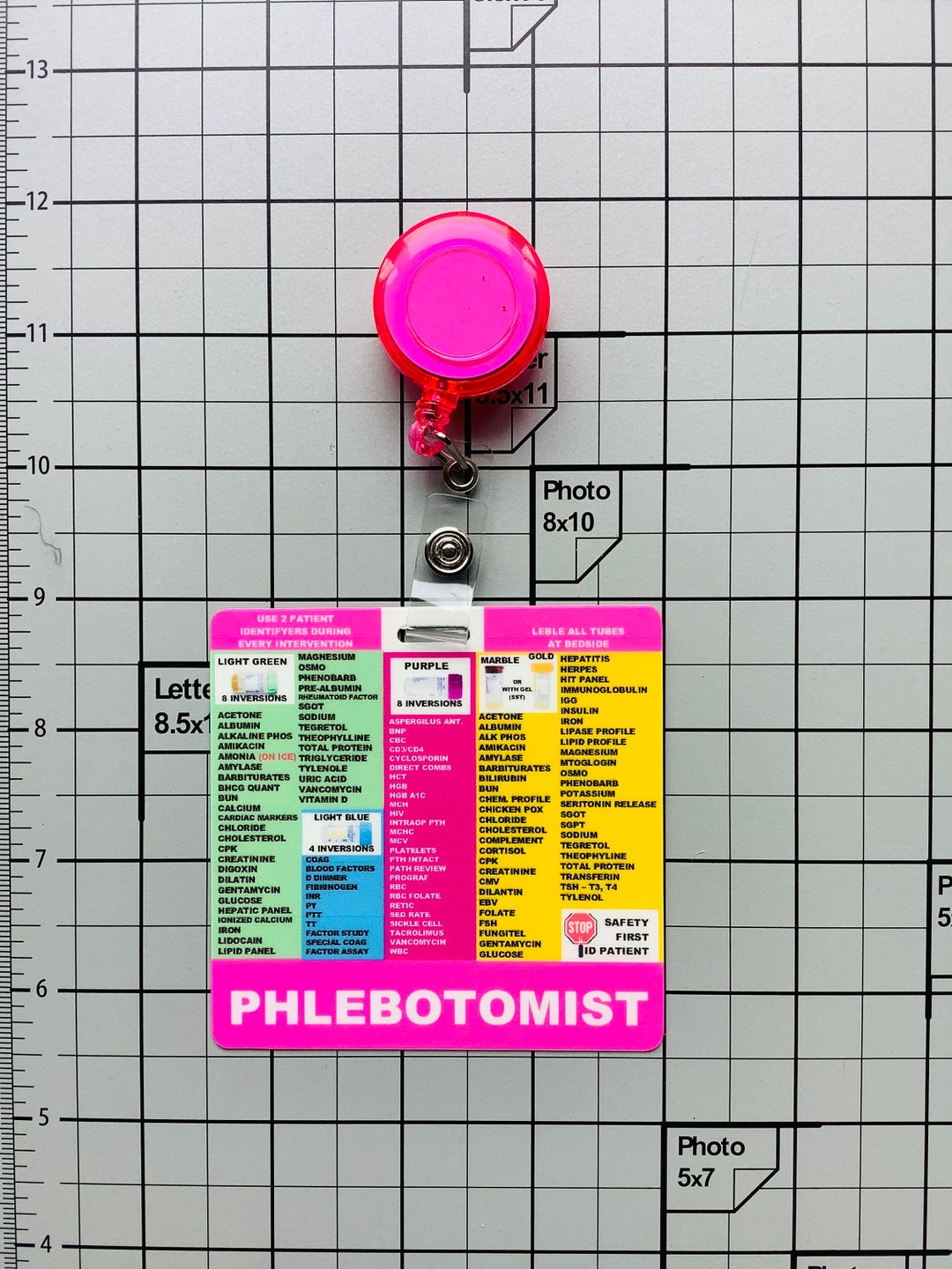 Phlebotomist Specimen Badge (horizontal - Pink) - Etsy