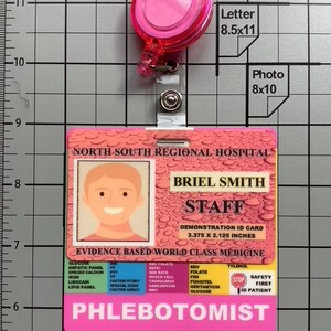 Phlebotomist Specimen Badge (horizontal - Pink) - Etsy