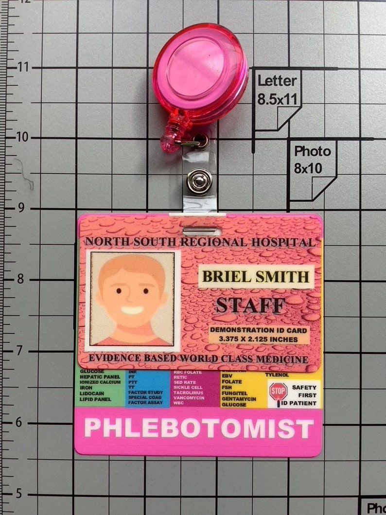 Phlebotomist Specimen Badge (horizontal - Pink) - Etsy