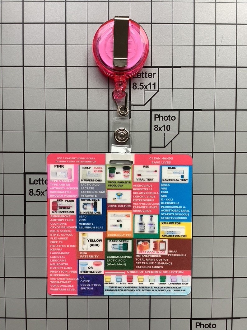 Phlebotomist Specimen Badge (horizontal - Pink) - Etsy