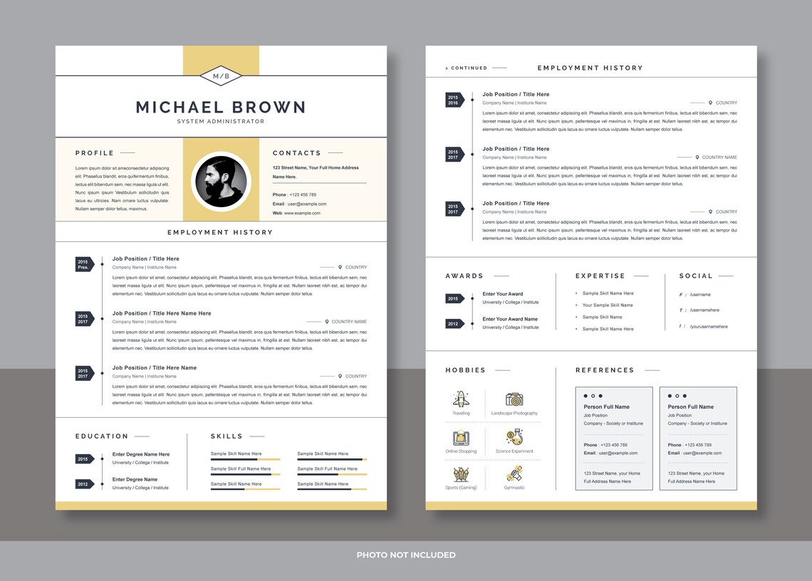 Professional Resume Template With Photo, Modern Resume Template Format ...