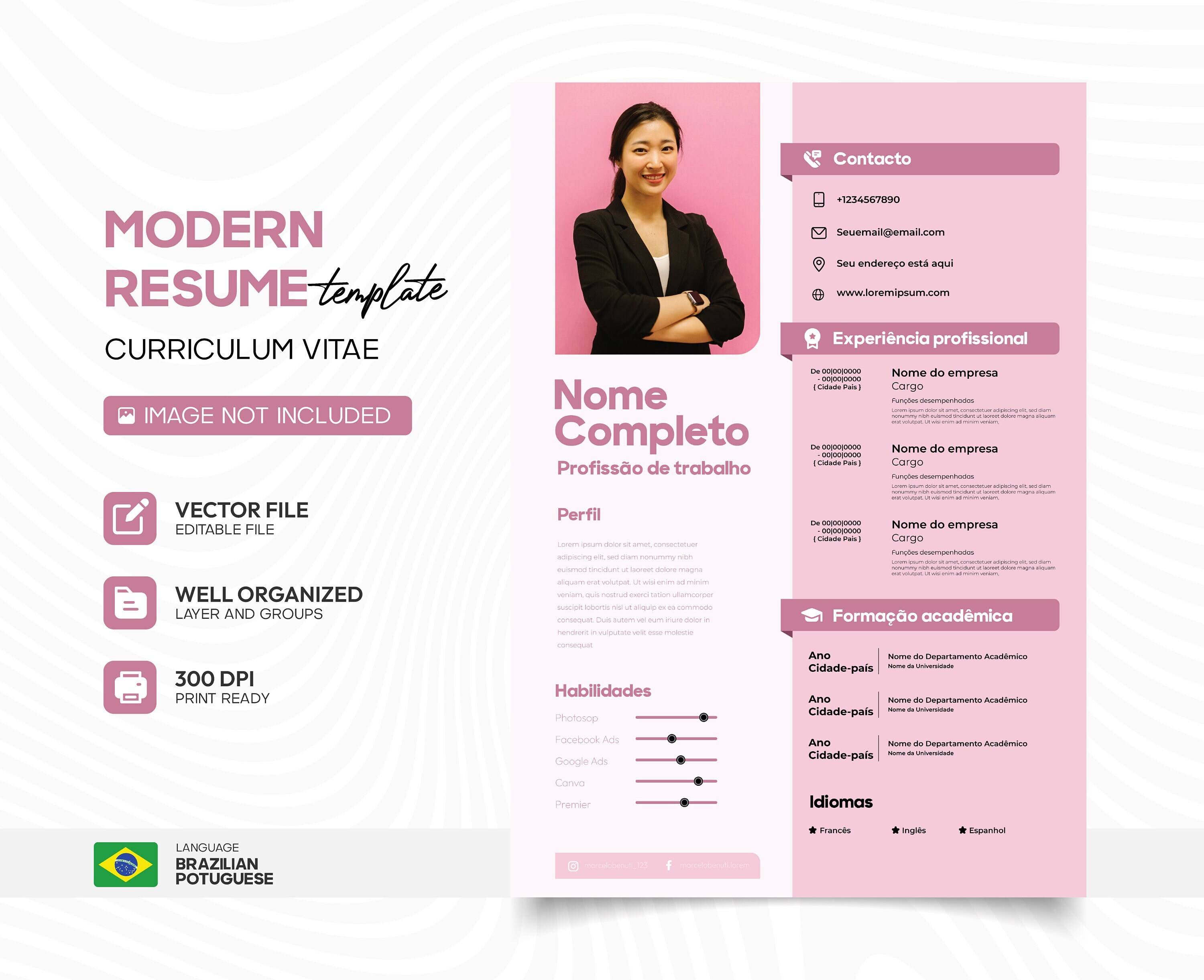 Professional Resume Template Photo, Portuguese Resume Template ...