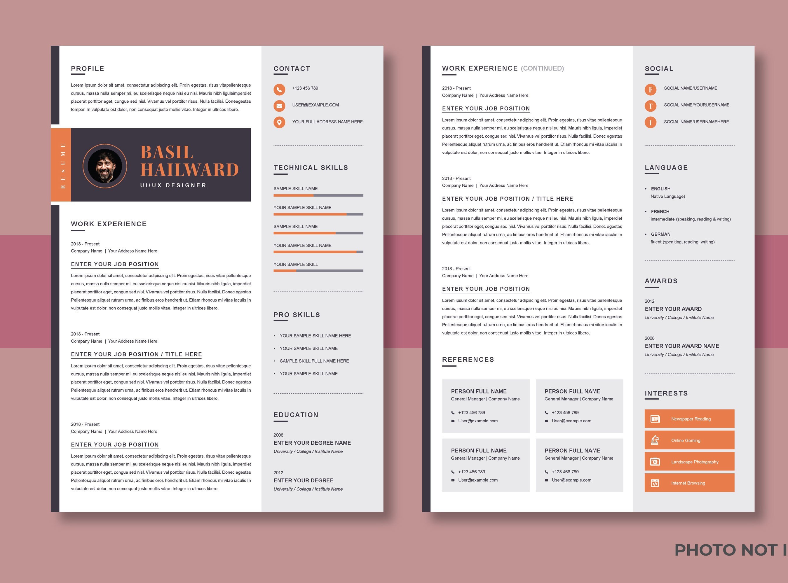 Professional Resume Template, 4-page Resume, Modern Resume Template ...