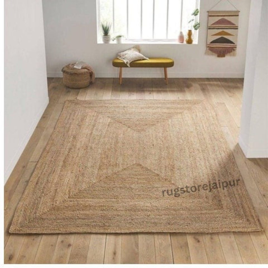 Natural Jute Area Rug Available in 6 More Colors, Jute Rug Square, Jute ...