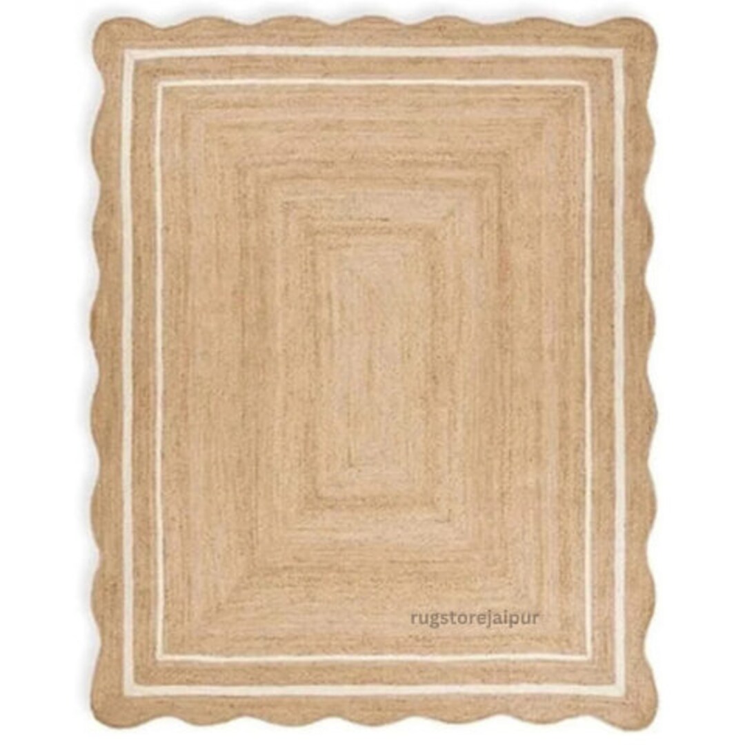 Jute Rug Scalloped Rug, Jute Scalloped Rug, Bohemian Scallop Rug ...