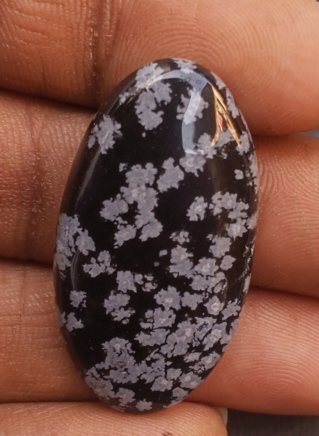 35 Ct. Natural Snowflake Obsidian Gemstone Cabochon - Obsidian Jewelry ...